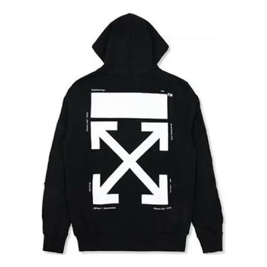 Off-White Cotton Zipper Hoodie With Appliqué And Printed Arrows - Black