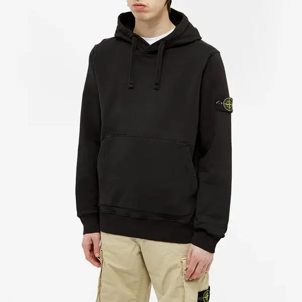 Stone Island Garment Dyed Popover Hoodie - Black