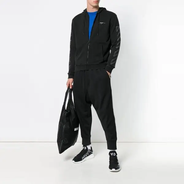 Off-White Zip Up Hoodie With Printed Detail