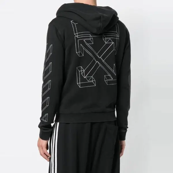 Off-White Zip Up Hoodie With Printed Detail