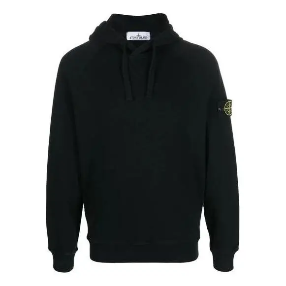 Stone Island Logo Patch Hoodie - Black