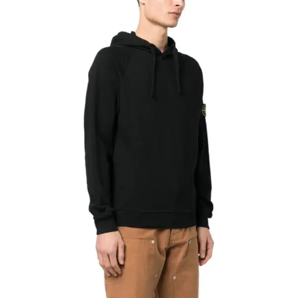 Stone Island Logo Patch Hoodie - Black