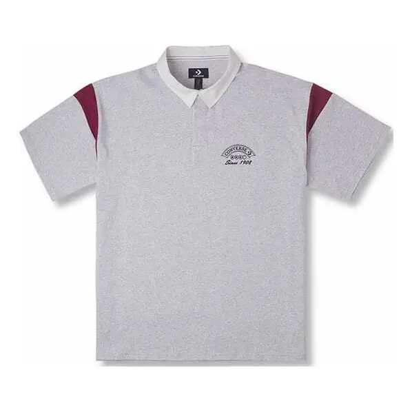 CONVERSE Retro Polo Shirt Asia Sizing 'grey - Grey/red