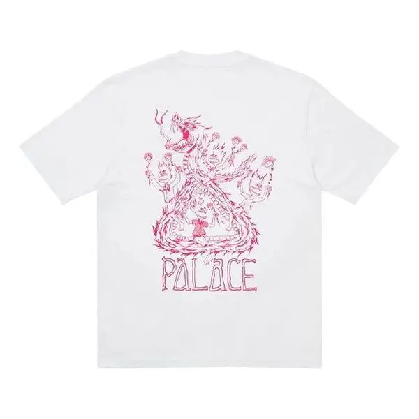 PALACE X Lotties Crossover Dragon Alphabet Pattern Short Sleeve T-shirt - White