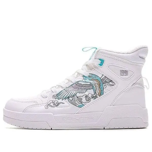 ANTA High-top Casual Lace-up Sneakers - White/blue