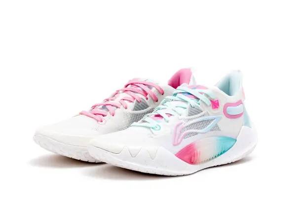 LI-NING Athletic Lace-up Sneakers - White/pink/light Blue