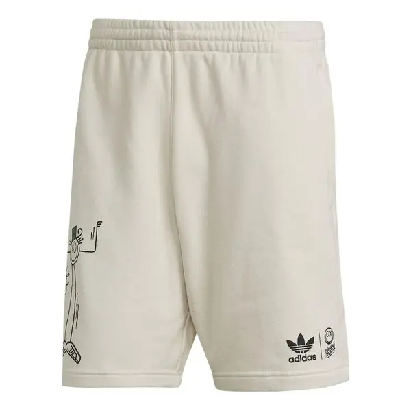 Adidas Originals Cartoon Graffiti Logo Print Straight Casual Shorts - Multi-color