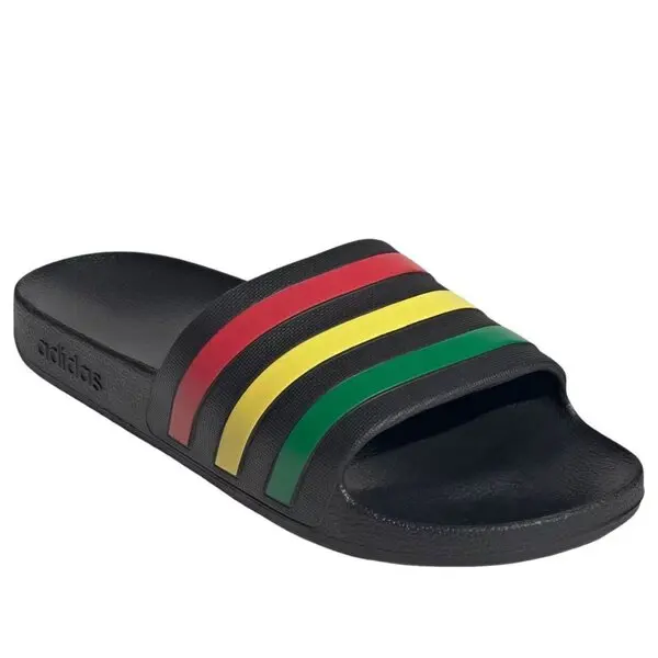Adidas Adilette Aqua Slides - Core Black/green/pure Ruby