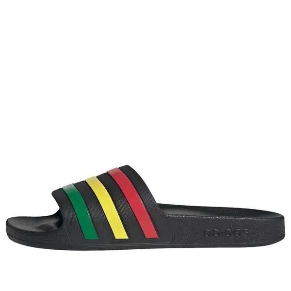 Adidas Adilette Aqua Slides - Core Black/green/pure Ruby