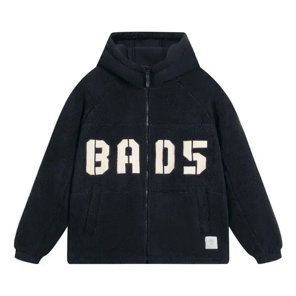 LI-NING Badfive Logo Fleece Zip-up Hoodie - Black/white