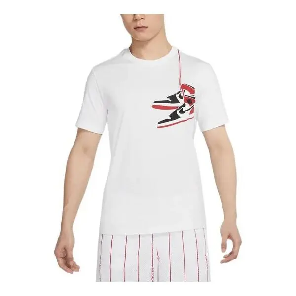 JORDAN Logo Printing Pattern Pullover Round Neck Short Sleeve White T-shirt - Default Colorway