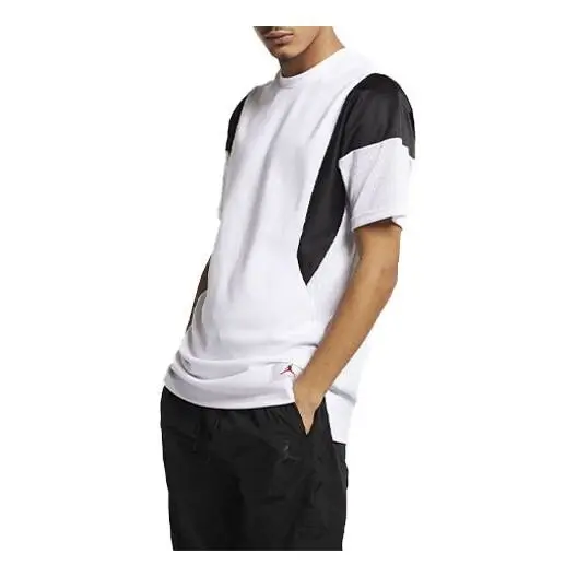 JORDAN Flight Splicing Contrasting Colors Short Sleeve - White