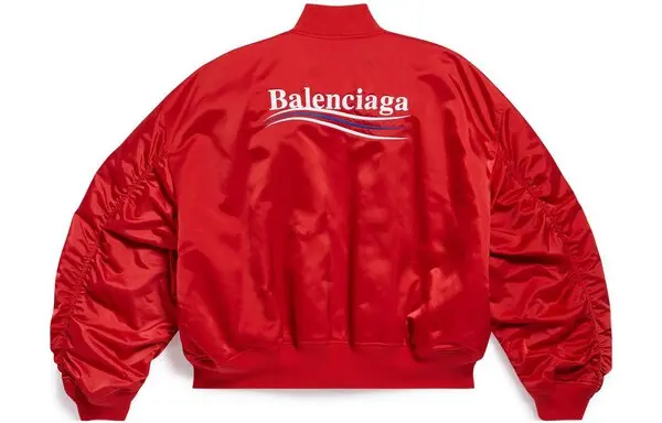 Balenciaga Political Campaign Varsity Jacket - Red