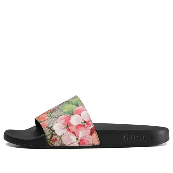 Gucci Gg Supreme Blooms Slide Sandals - Tan