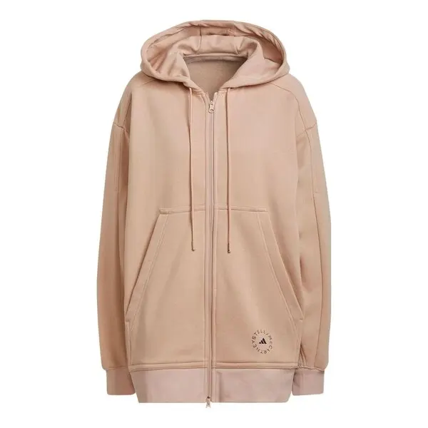 Adidas By Stella Mccartney Logo Print Zip-up Hoodie - Beige