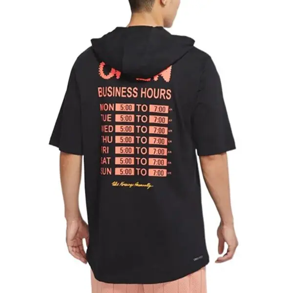JORDAN Breakfast Club" Graphic Print Hooded Short Sleeve Pullover