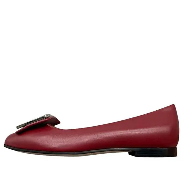 Gucci Madelyn Crystal G Leather Flats - Dark Red