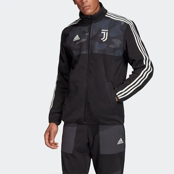 Adidas Juventus Fc Stand Collar Zip-up Track Jacket - Black