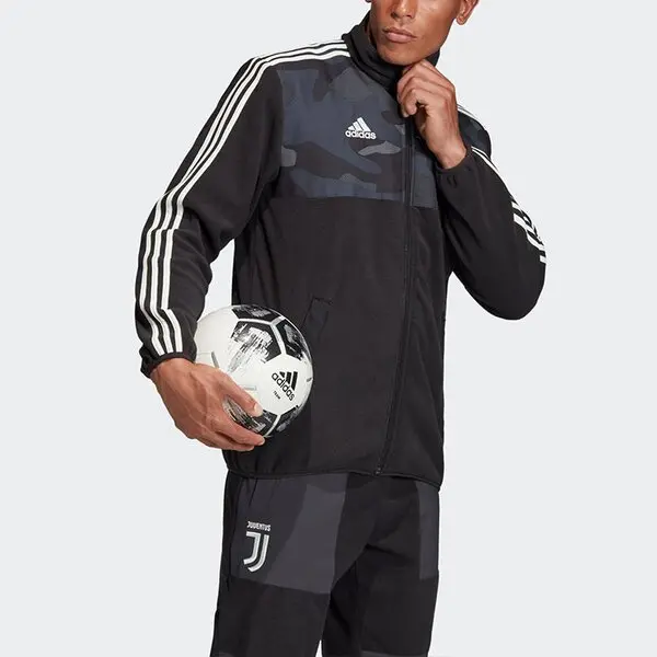 Adidas Juventus Fc Stand Collar Zip-up Track Jacket - Black