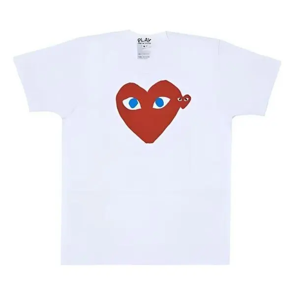 Play Comme Des Garcon Ss25 Blue Eyes Red Heart T-shirt - White