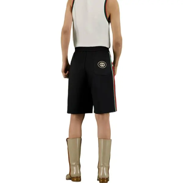 Gucci Technical Jersey Shorts With Side Stripes - Black