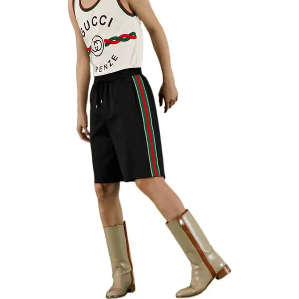 Gucci Technical Jersey Shorts With Side Stripes - Black