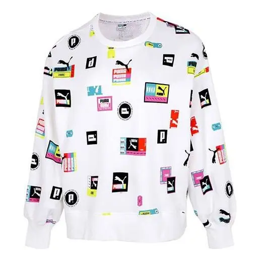 PUMA All-over Logo Print Crewneck Sweatshirt - White