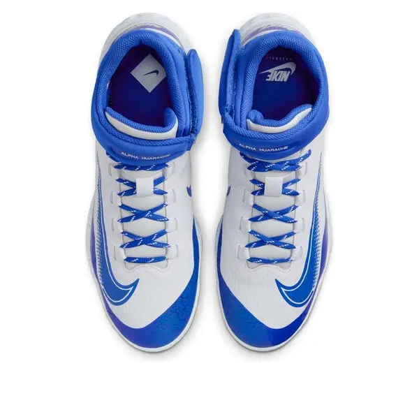 Nike Alpha Huarache Elite 4 Mid Athletic Cleats - White/hyper Royal