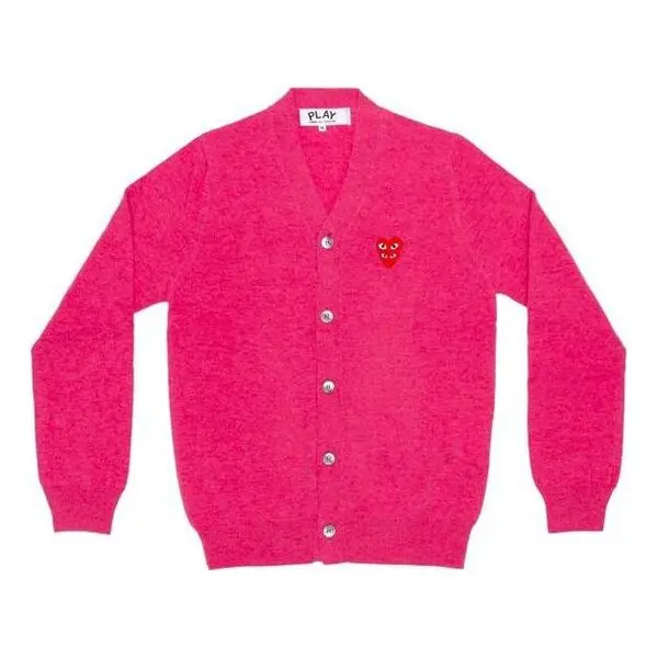 Play Comme Des Garcon Cardigan With Red Heart Applique - Pink