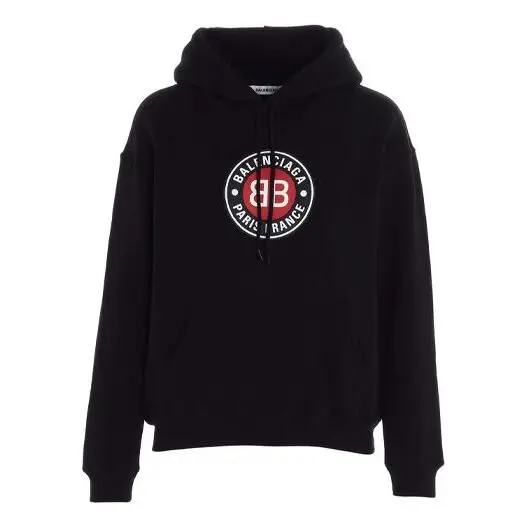 Balenciaga Bb Logo Hoodie - Black