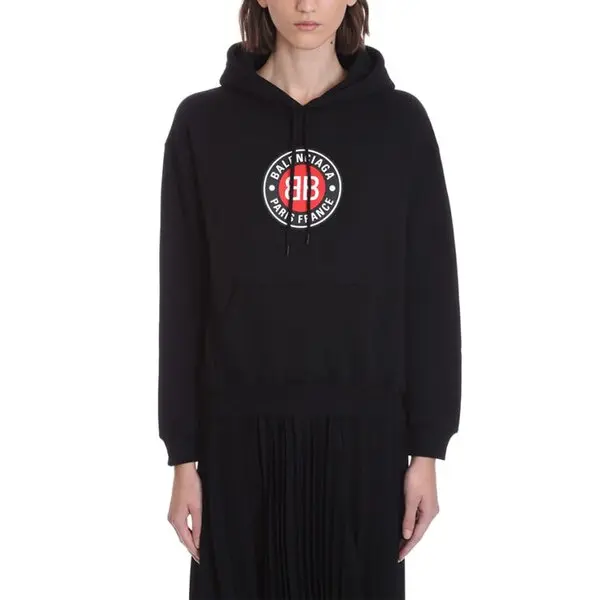 Balenciaga Bb Logo Hoodie - Black