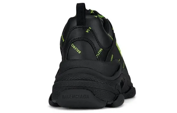 Balenciaga Triple S Sneaker 'allover Logo - Black/yellow