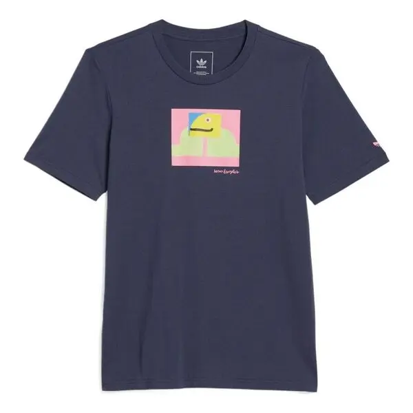 Adidas Chest Colorblock Pattern Printing Round Neck Short Sleeve Purple T-shirt - Default Color