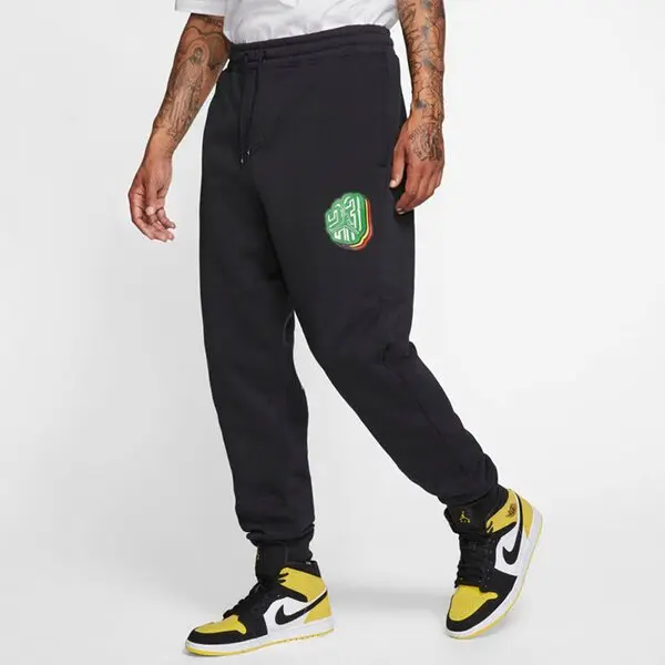 JORDAN Mj Sticker Sweatpants Casual Sports Fleece Lined Long Pants - Black