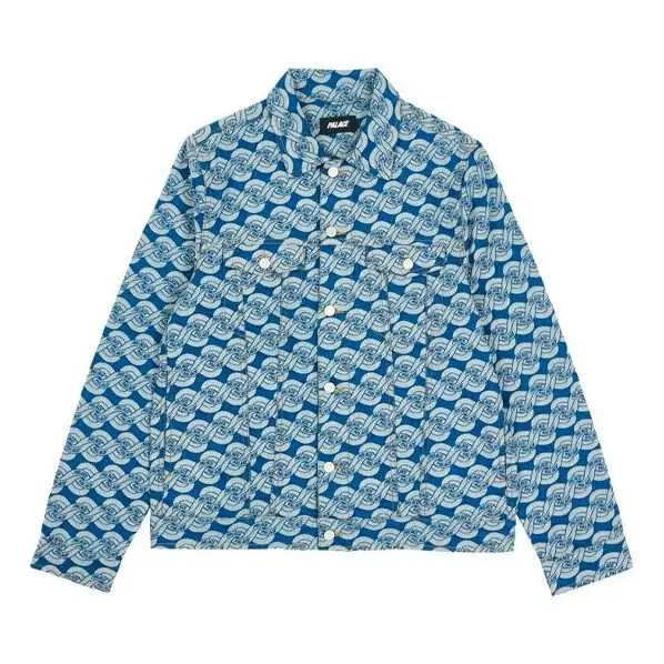 PALACE Full Print Long Sleeve Denim Jacket - Blue