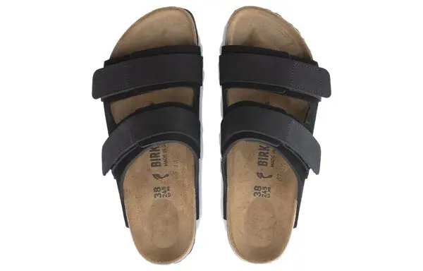 BIRKENSTOCK Uji Nubuck/suede Leather Slides - Black/sand