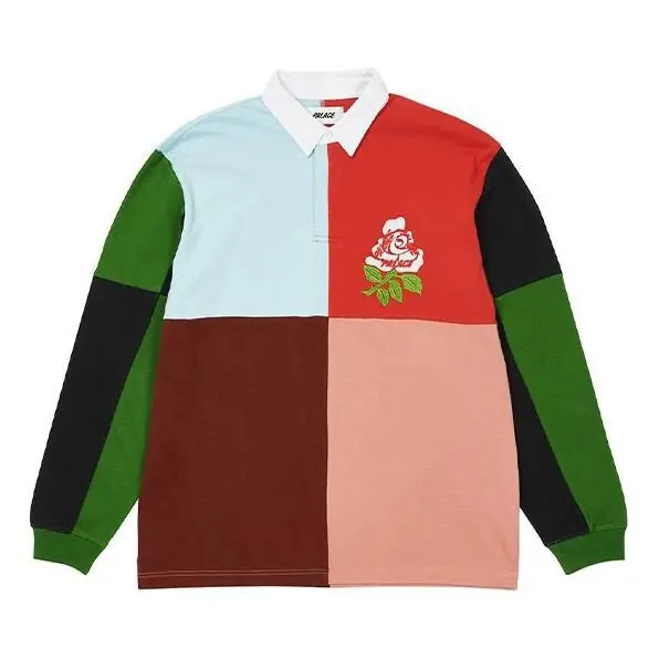 PALACE Splicing Lapel Flower Colorblock Long Sleeves Shirt - Tan