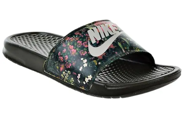 Nike Benassi Print "just Do It" Slides - Cargo Khaki/light Bone