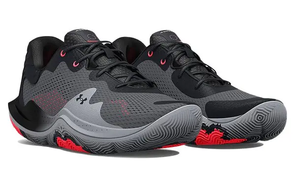 Under Armour Spawn 4 Mid Top Basketball Sneakers - Grey/black/red