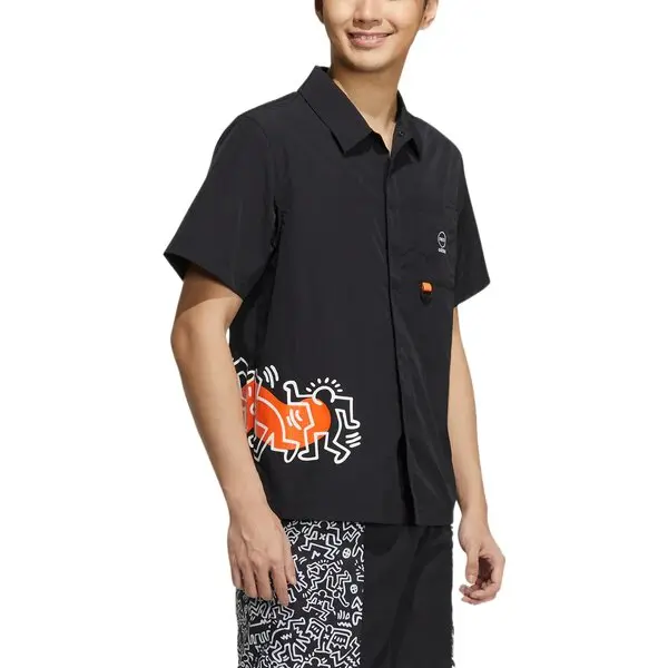 Adidas X Keith Haring Pattern Printing Short Sleeve Shirt Asia Sizing 'black