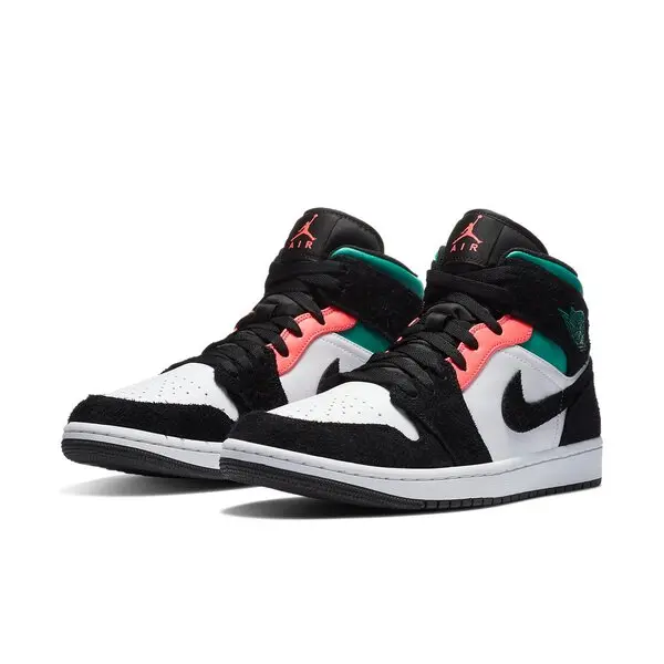 JORDAN Air 1 Mid Se "south Beach Black" Sneakers - White/hot Punch/black