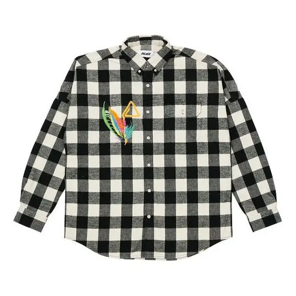 PALACE Embroidered Plaid Shirt - Black-white