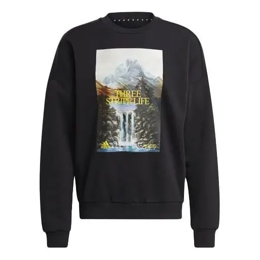 Adidas Training Sports Printing Loose Round Neck Pullover