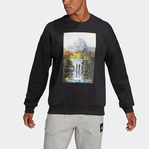 Adidas Training Sports Printing Loose Round Neck Pullover