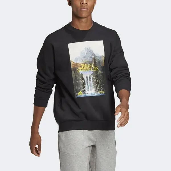 Adidas Training Sports Printing Loose Round Neck Pullover
