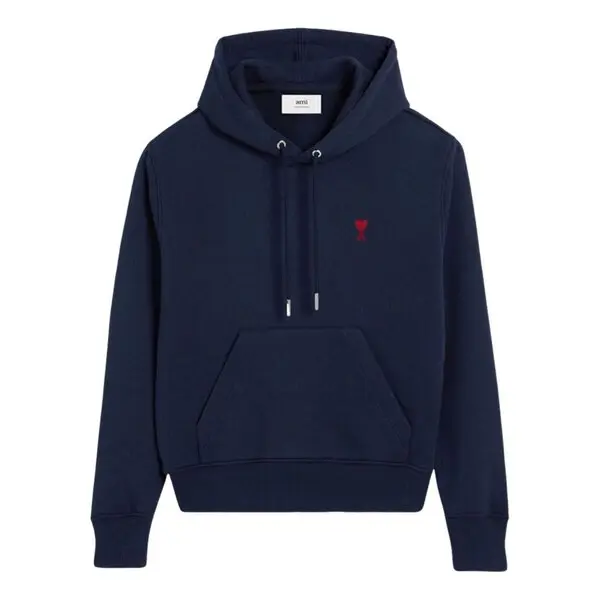 AMI Paris Small Heart Logo Hoodie - Night Blue