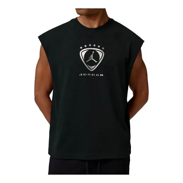 JORDAN Brooklyn Sleeveless T-shirt 'black Metallic Silver - Black/metallic Silver
