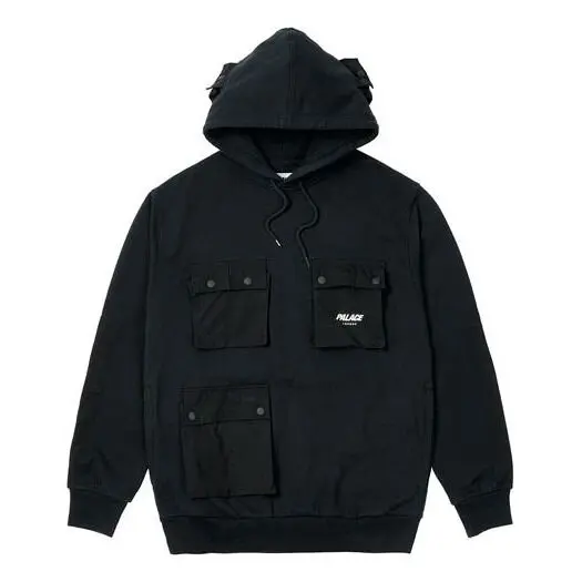 PALACE Multiple Pockets Solid Color Hoodie - Black