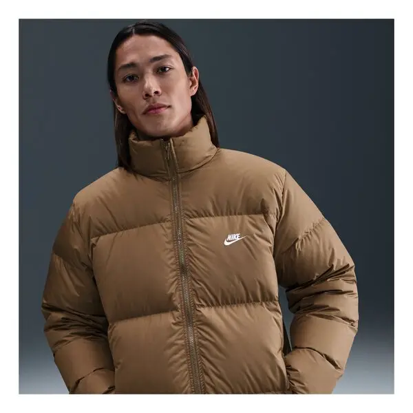 Nike Club Therma-fit Puffer Jacket - Mosswood Brown/white
