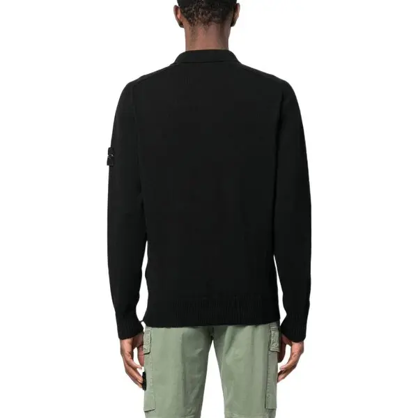 Stone Island Quarter Zip Sweater With Detachable Badge